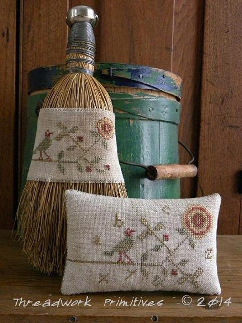 THREADWORK PRIMITIVES cottage Rose Counted Cross Stitch Pattern Chart ...