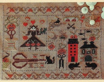 THREADWORK PRIMITIVES tombstone Pinkeep Counted Cross Stitch Pattern ...