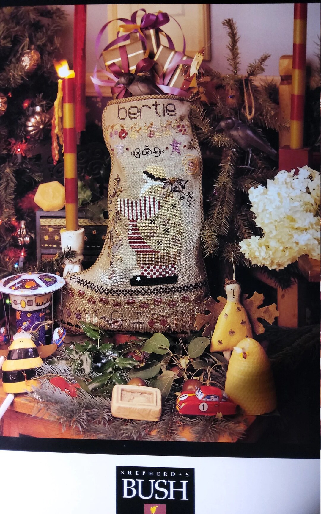 SHEPHERD'S BUSH PRINTWORKS "bertie's Stocking" Cross Stitch Pattern ...