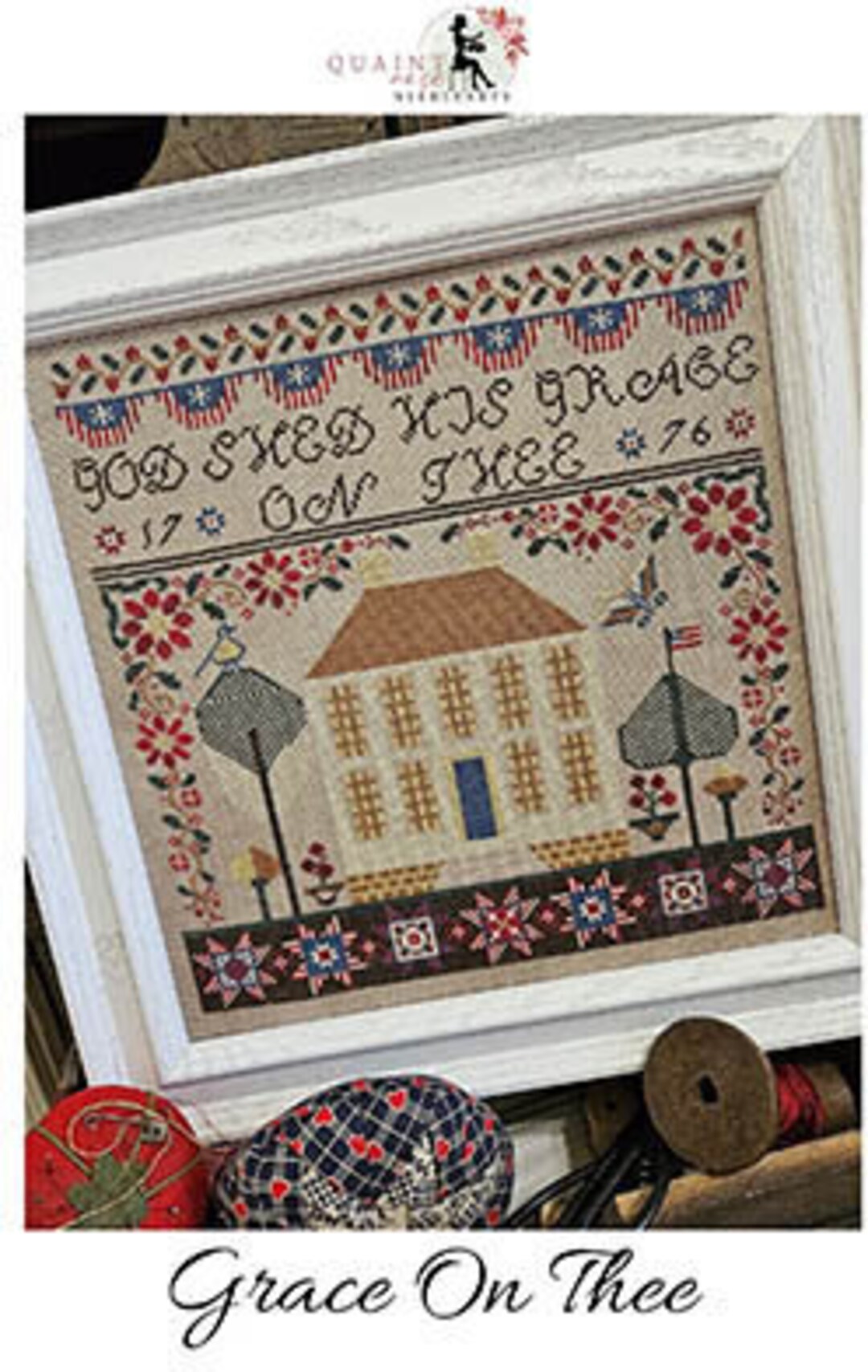 QUAINT ROSE NEEDLEARTS "grace on Thee" Counted Cross Stitch Pattern ...