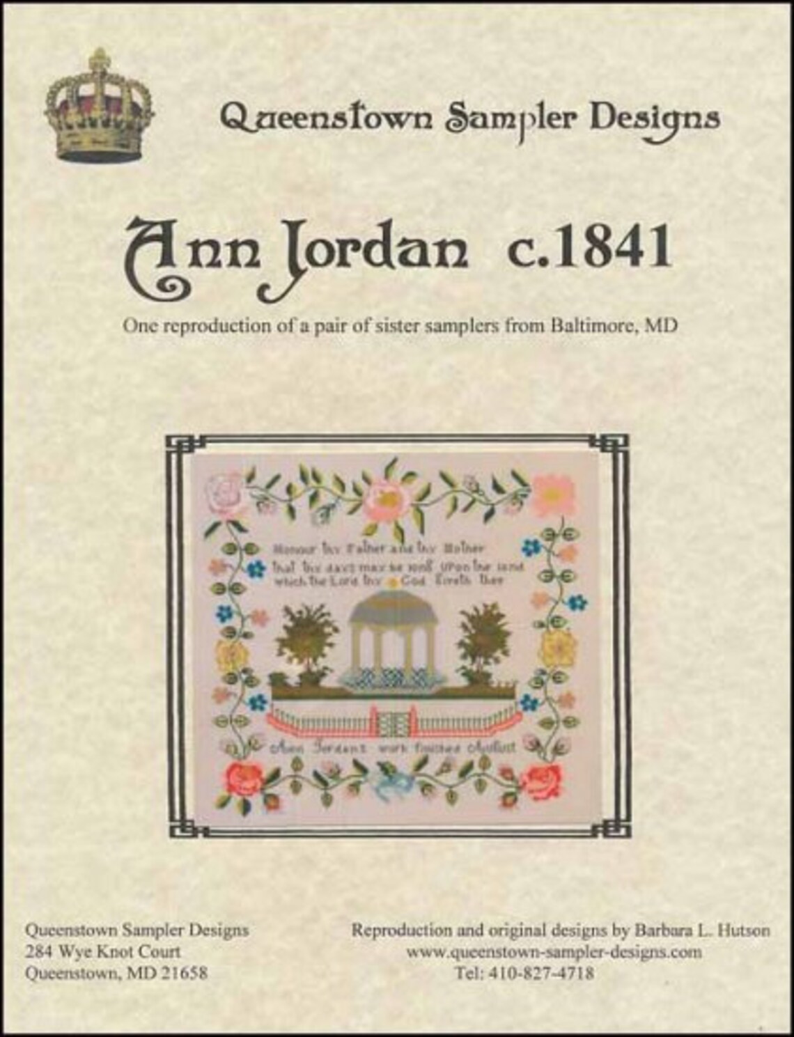 QUEENSTOWN SAMPLER DESIGNS ann Jordan 1841 Counted - Etsy