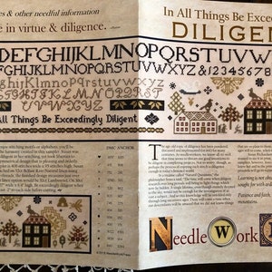 NEEDLEWORK PRESS in All Things Be Exceedingly Diligent Counted Cross Stitch Pattern, Sampler ...