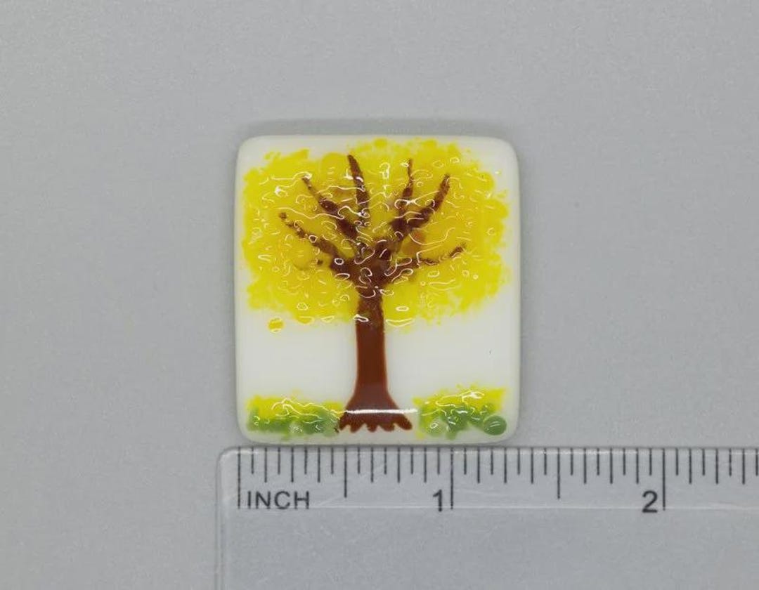 BEAU VERRE ART "autumn Tree Fused Glass Needle Minder" • Magnet ...