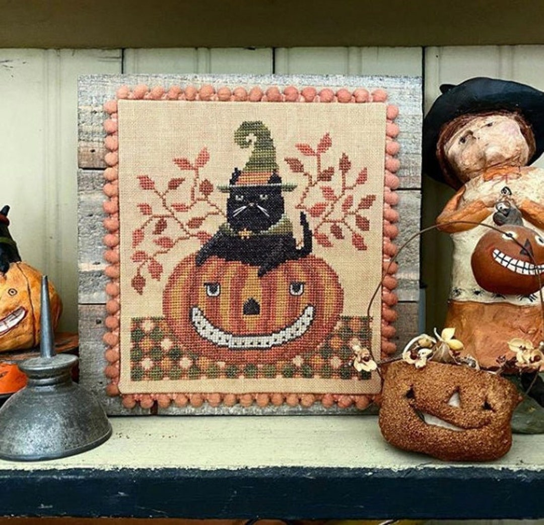 TERESA KOGUT "snarky Cat" • Cross Stitch Pattern • Black Cat, Jack-o ...