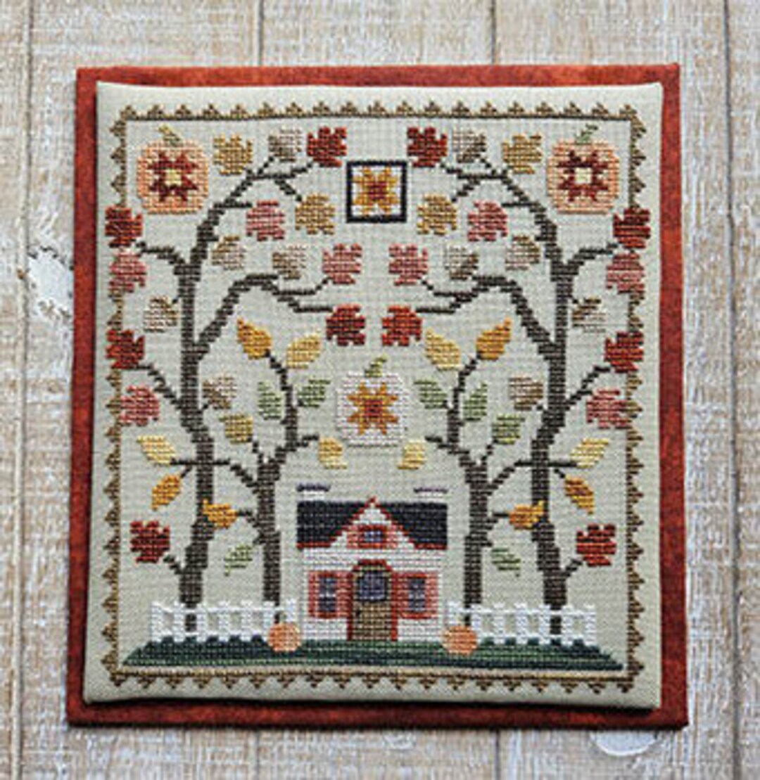 WAXING MOON DESIGNS "little House in the Autumn Woods" • Counted Cross ...
