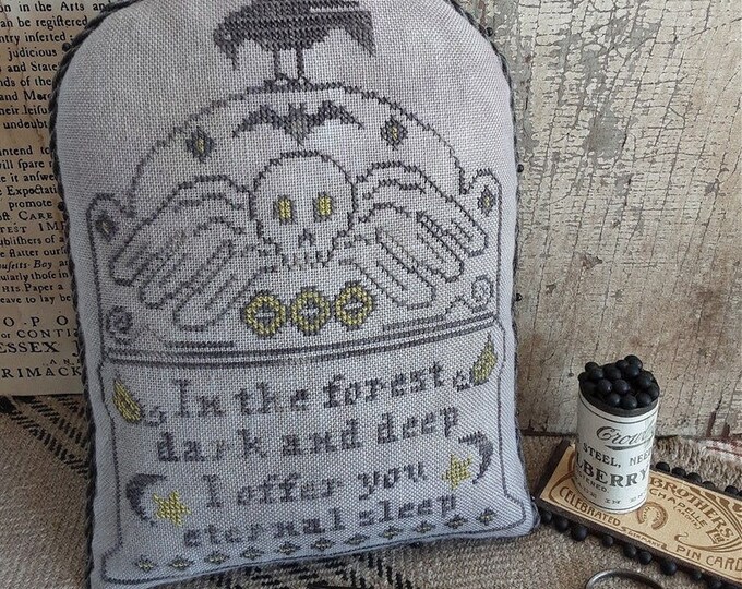 THREADWORK PRIMITIVES • "tombstone Pinkeep" • Counted Cross Stitch ...