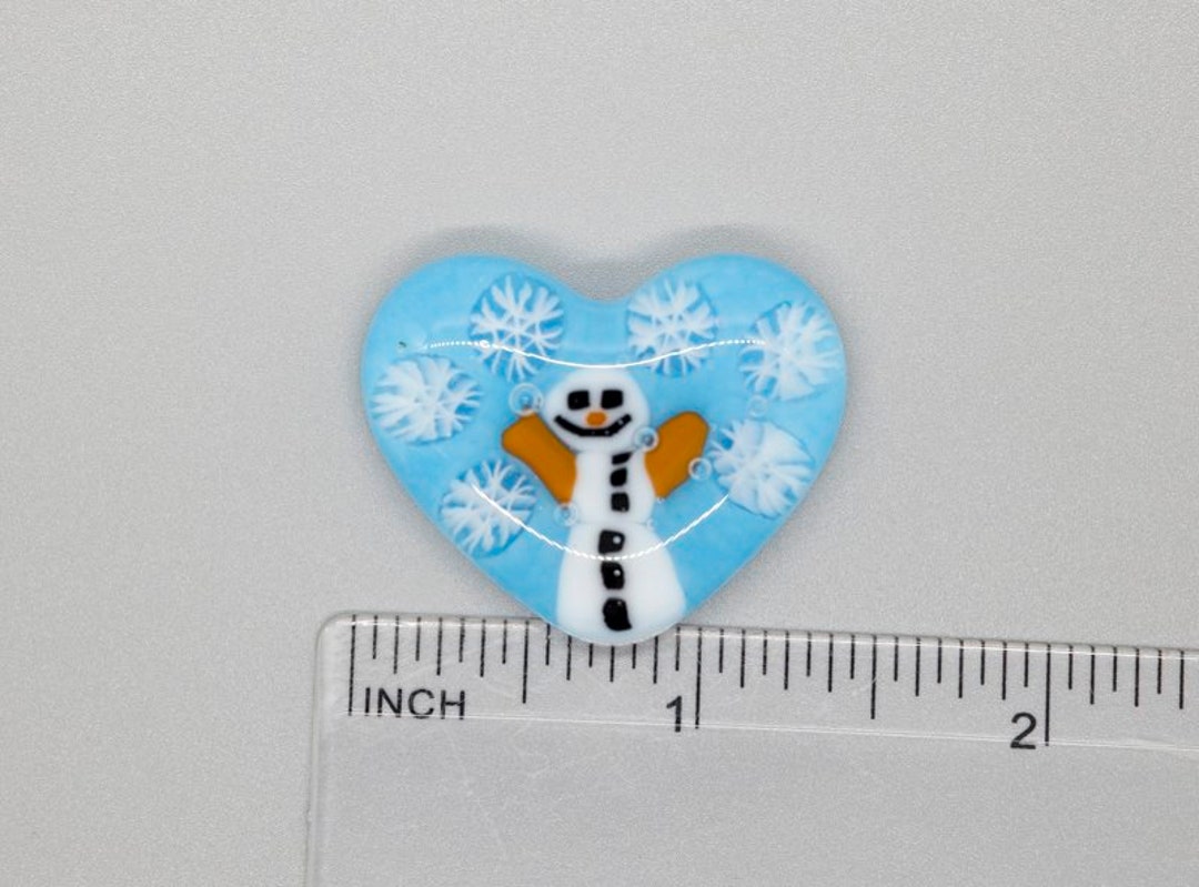 BEAU VERRE ART snowman Needle Minder Fused Glass Magnet Christmas ...