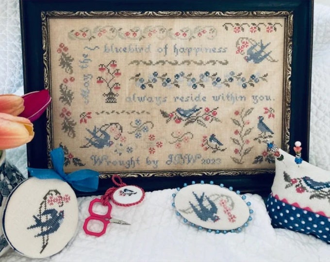 JBW DESIGNS "bluebirds of Happiness" Counted Cross Stitch Pattern ...