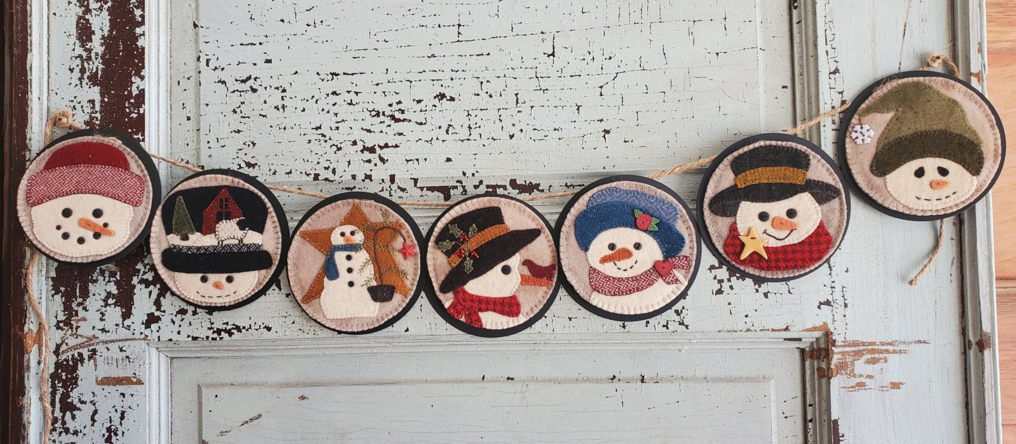 Sew Cherished snowflake Squad Kit Includes Wool Applique Pattern, Hand-dyed Wool, Peltex, All 7 ...