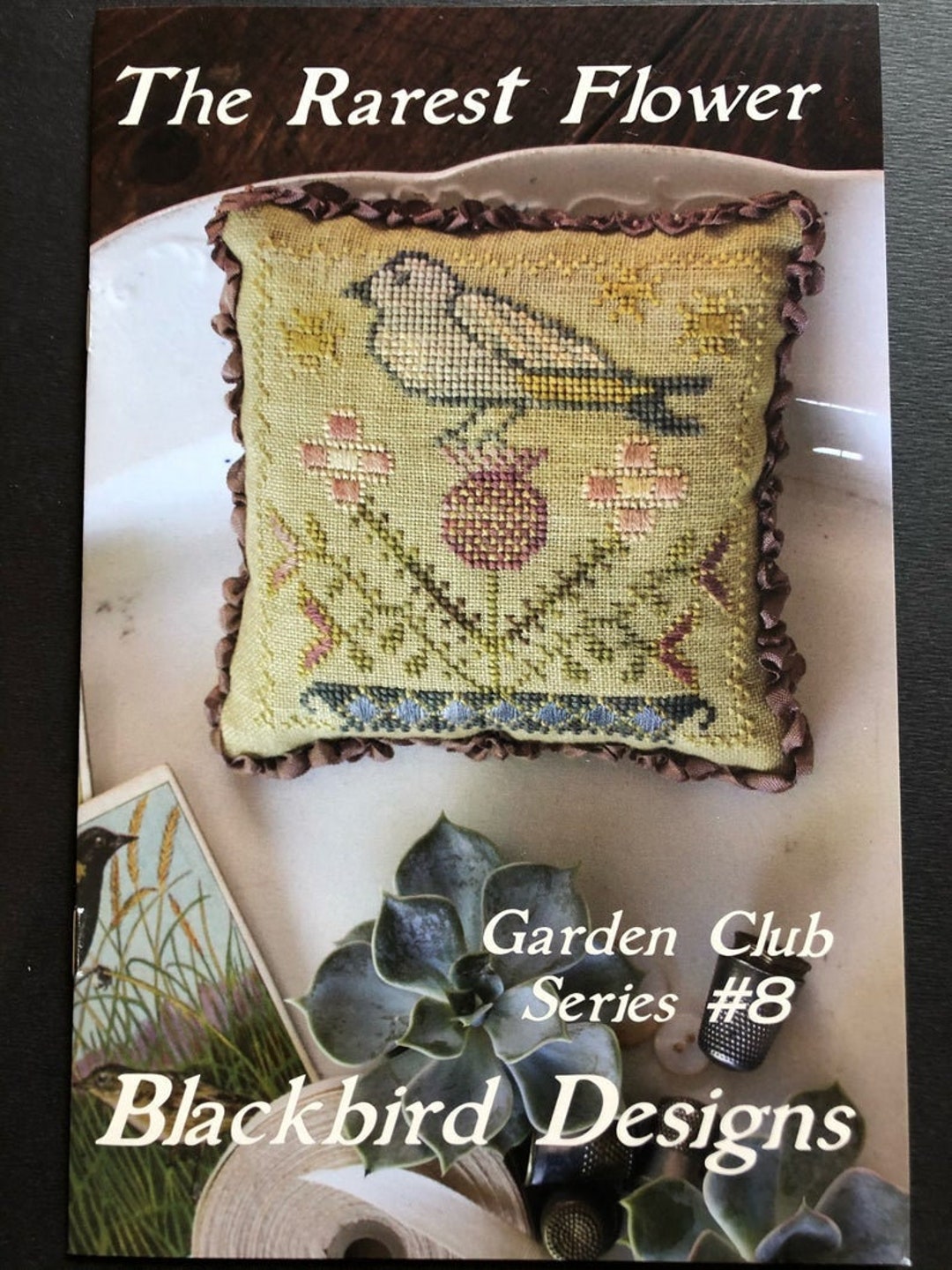 BLACKBIRD DESIGNS "the Rarest Flower" • Primitive Cross Stitch Pattern ...