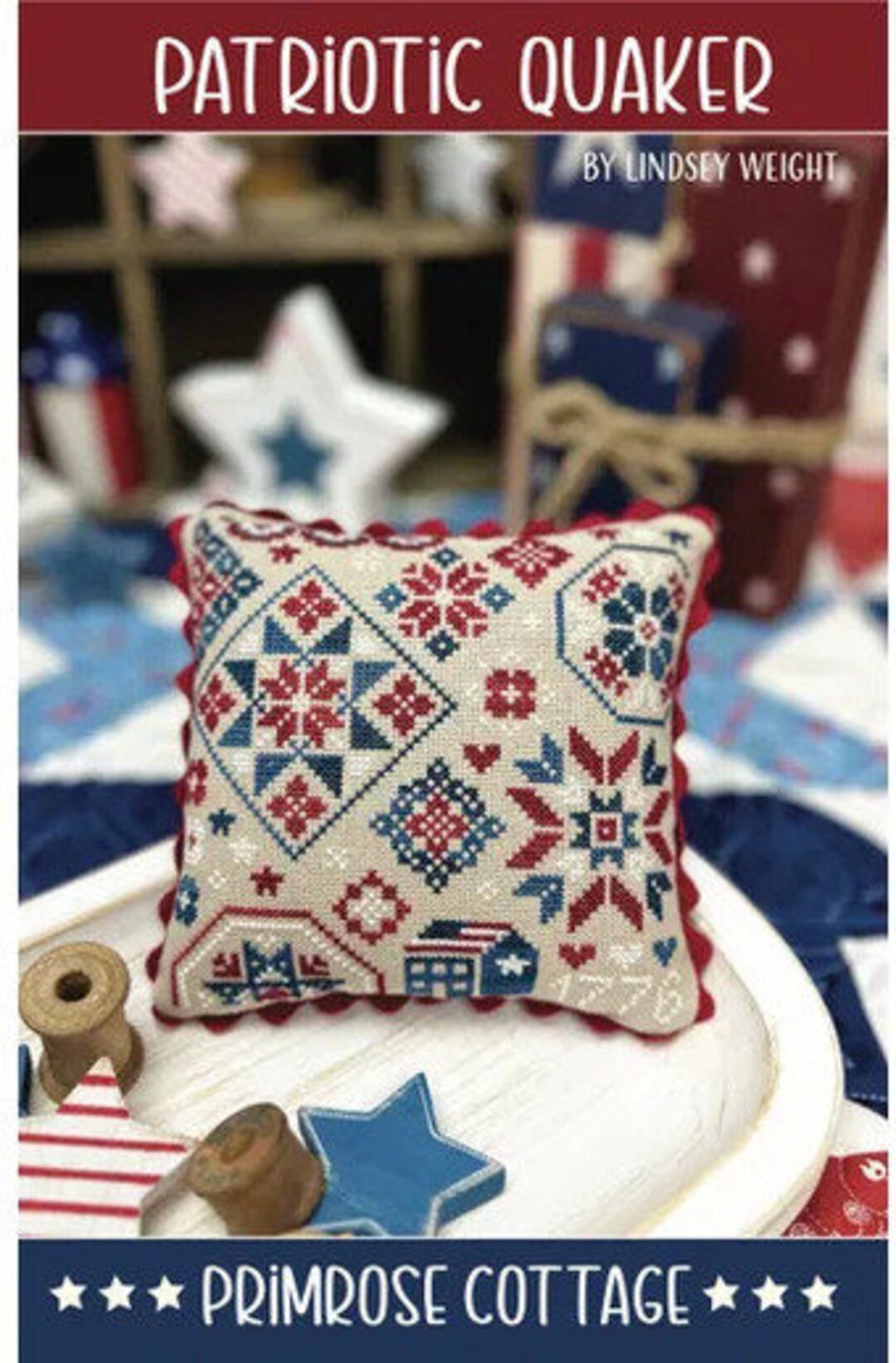 PRIMROSE COTTAGE STITCHES "patriotic Quaker" Counted Cross Stitch ...
