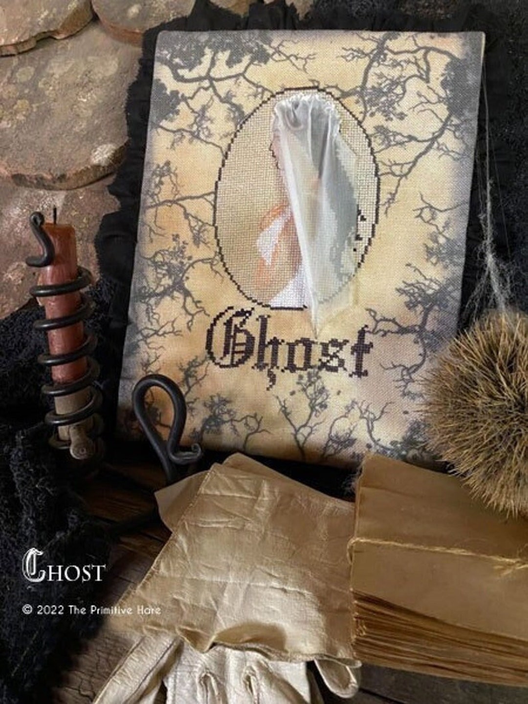 The PRIMITIVE HARE "ghost" or the Ghost Bride, Counted Cross Stitch ...