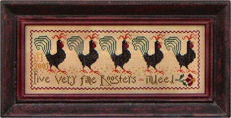 LADDA 5 Fine Roosters Counted Cross Stitch Pattern Chart, Whimsical ...