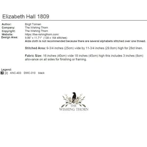 THE WISHING THORN "elizabeth Hall 1809 ~ Weston School Sampler ...