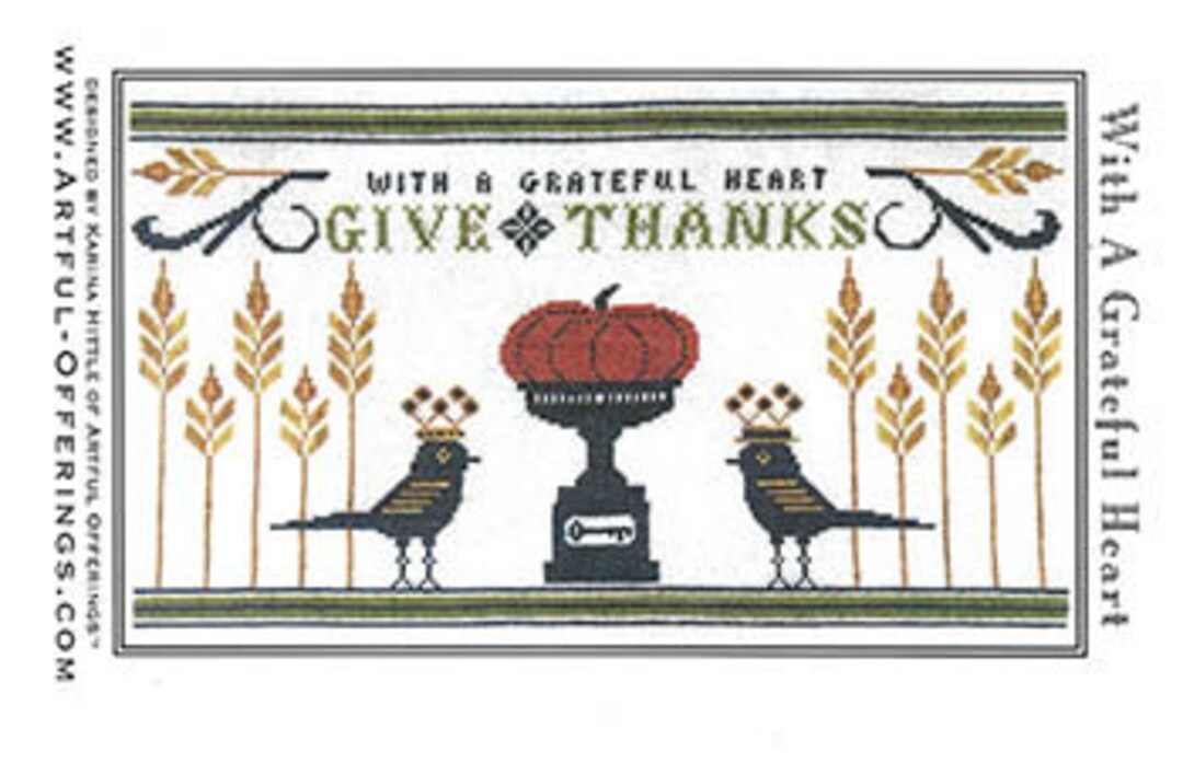 ARTFUL OFFERINGS with A Grateful Heart Counted Cross Stitch Pattern ...