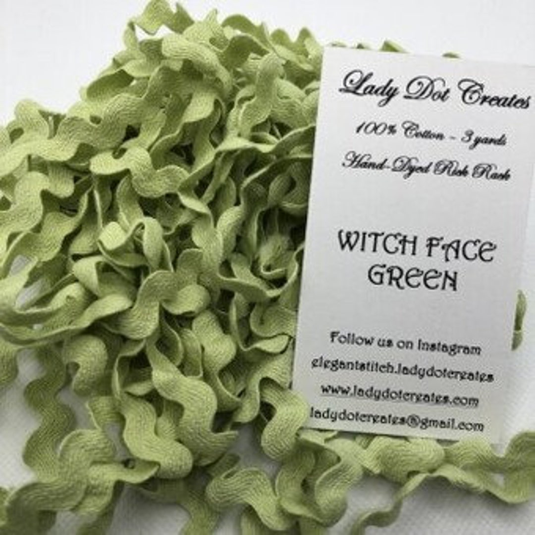 WITCH FACE GREEN Rick Rack 1/2 Trim by Lady Dot Creates 3 Yards Hand ...