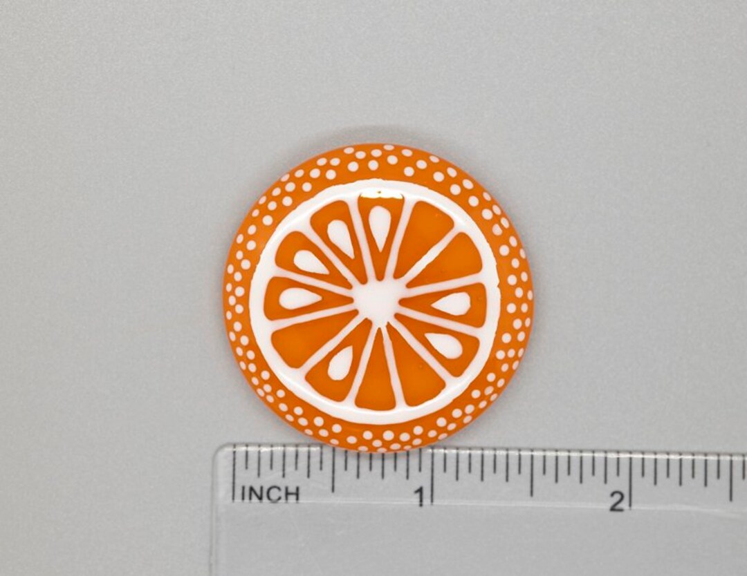 BEAU VERRE ART citrus Slice Fused Glass Needle Minder Magnet Orange ...