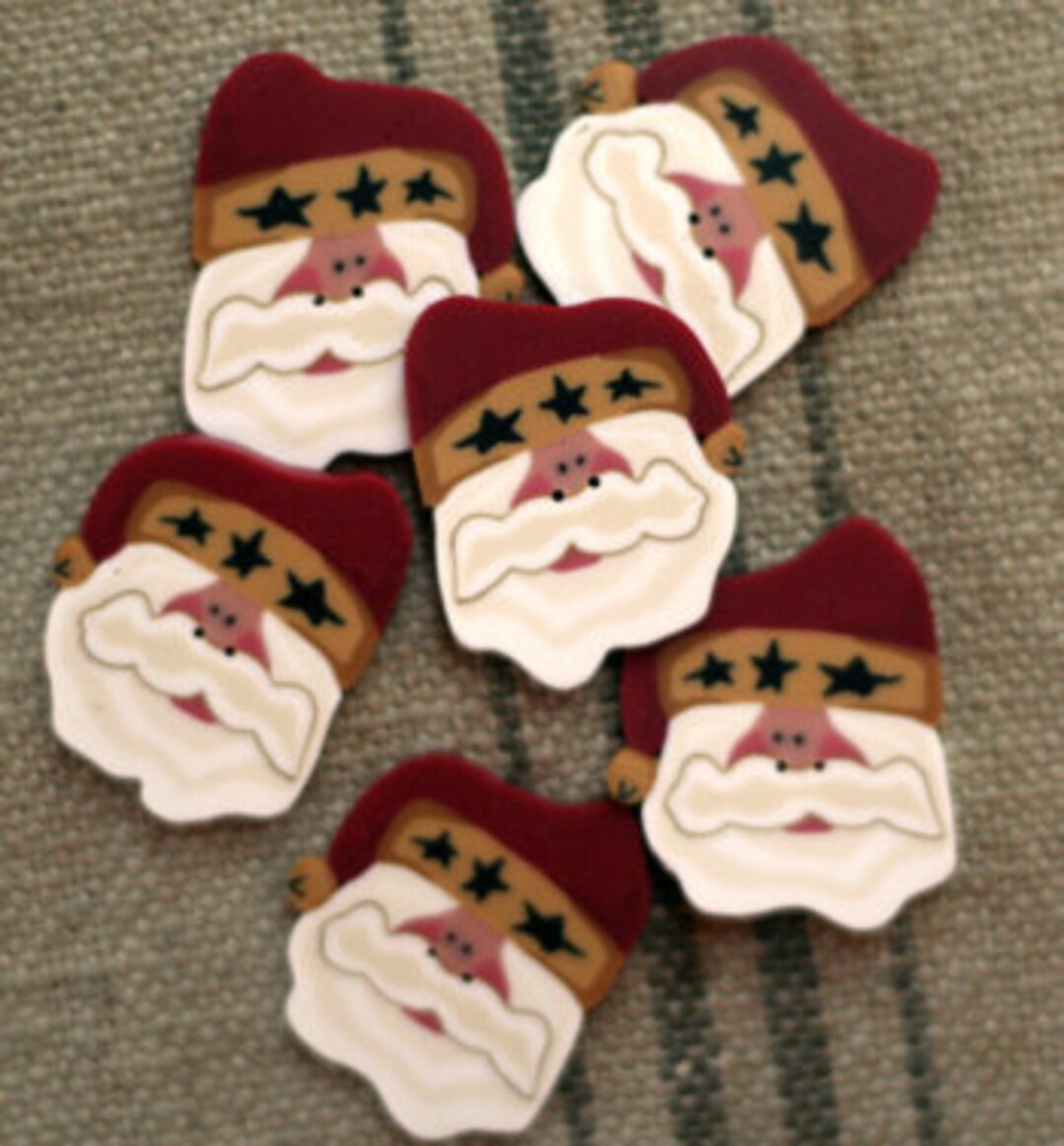 JUST ANOTHER BUTTON Company "santa Buttons" Christmas, Package of 6 ...