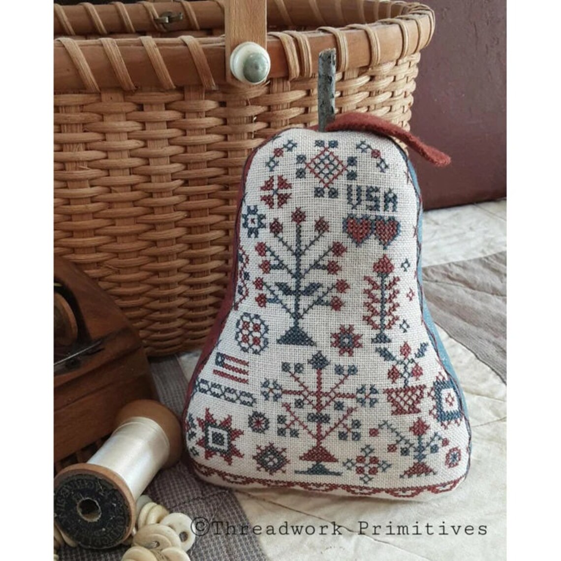 THREADWORK PRIMITIVES patriotic Pear Counted - Etsy