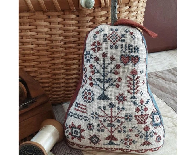 THREADWORK PRIMITIVES • "patriotic Pear" • Counted Cross Stitch Pattern ...