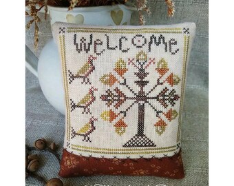 THREADWORK PRIMITIVES tombstone Pinkeep Counted Cross Stitch Pattern ...