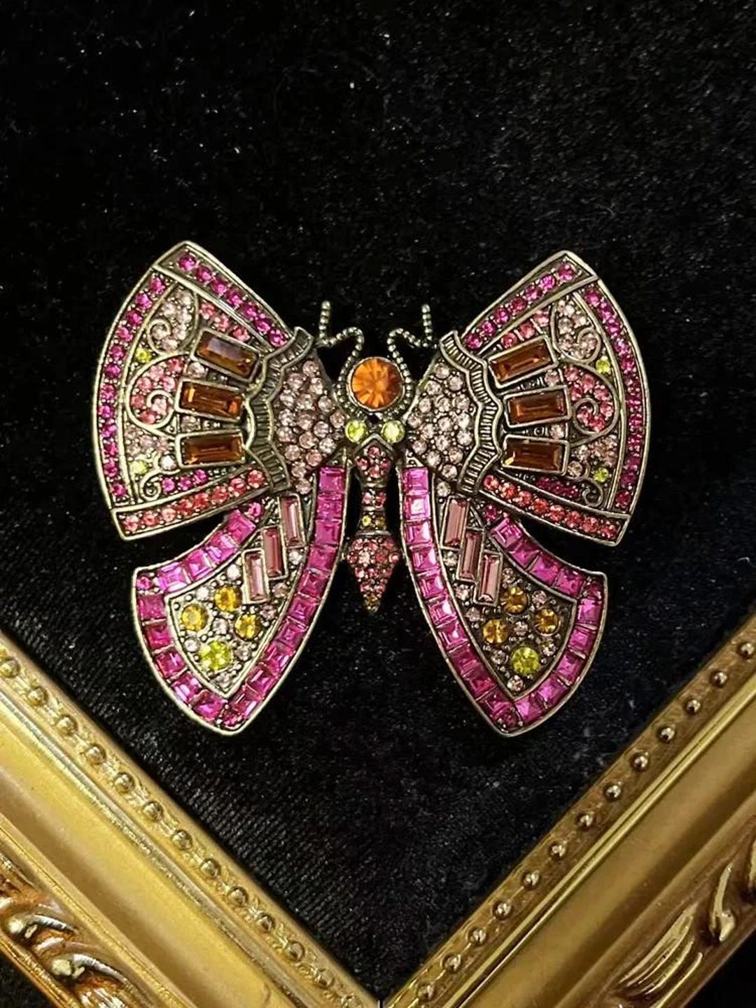 BROOCH ~ Vintage-style Butterfly Crystal Brooch ~ Gold Tone ~ Jewelry ...
