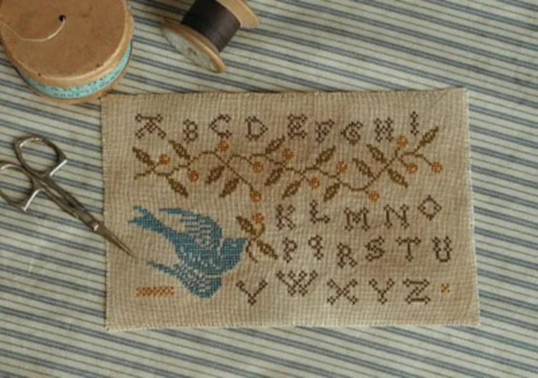 THREADWORK PRIMITIVES • "bluebird Sampler" • Counted Cross Stitch Pattern • Chart • Sampler ...