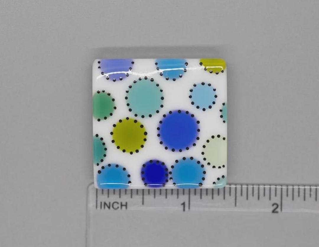 BEAU VERRE ART "transparent Dots Fused Glass Needle Minder" • Magnet ...