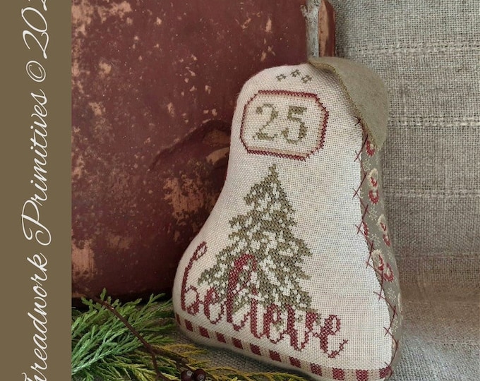 THREADWORK PRIMITIVES • "believe" • Counted Cross Stitch Pattern • Chart • Christmas • Primitive ...