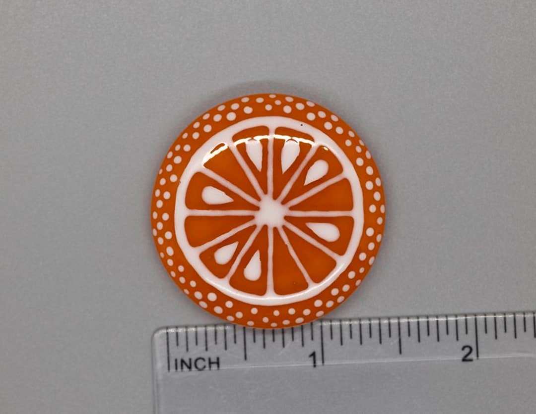 BEAU VERRE ART citrus Slice Fused Glass Needle Minder Magnet Orange ...