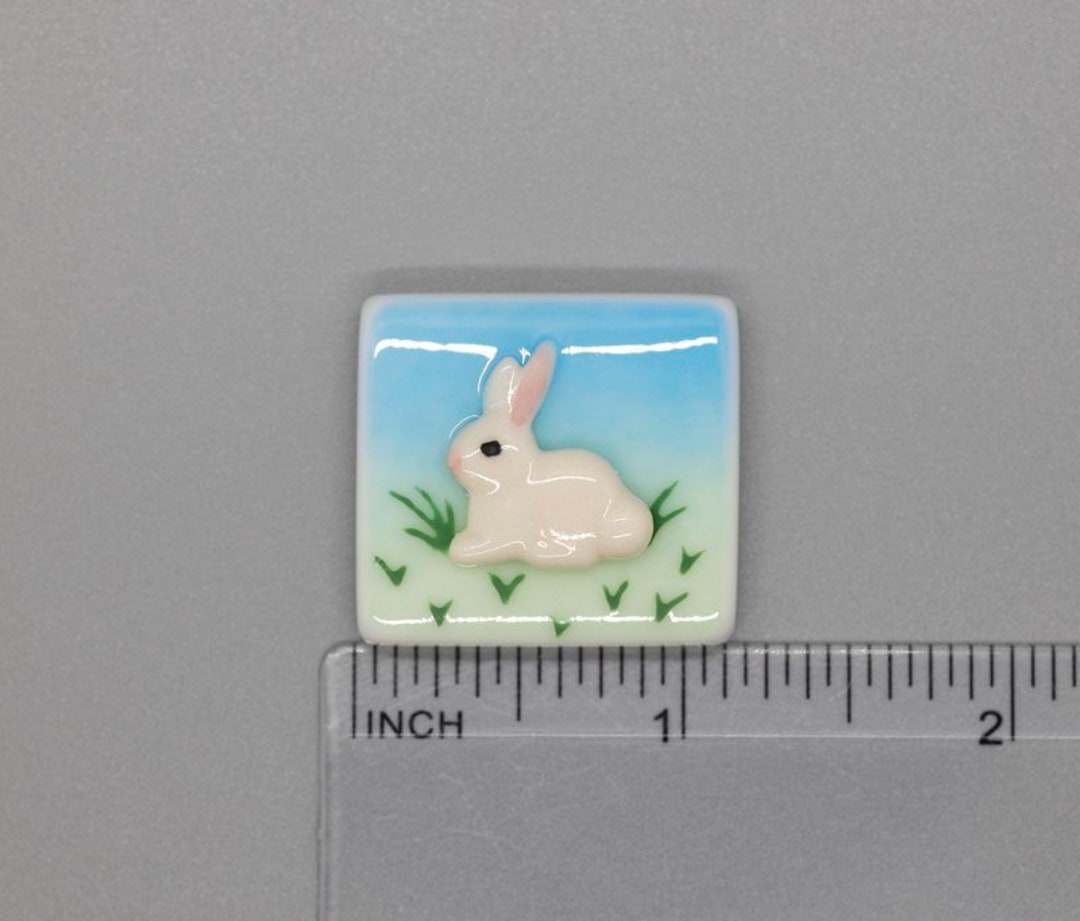 BEAU VERRE ART "white Bunny Fused Glass Needle Minder" • Magnet ...
