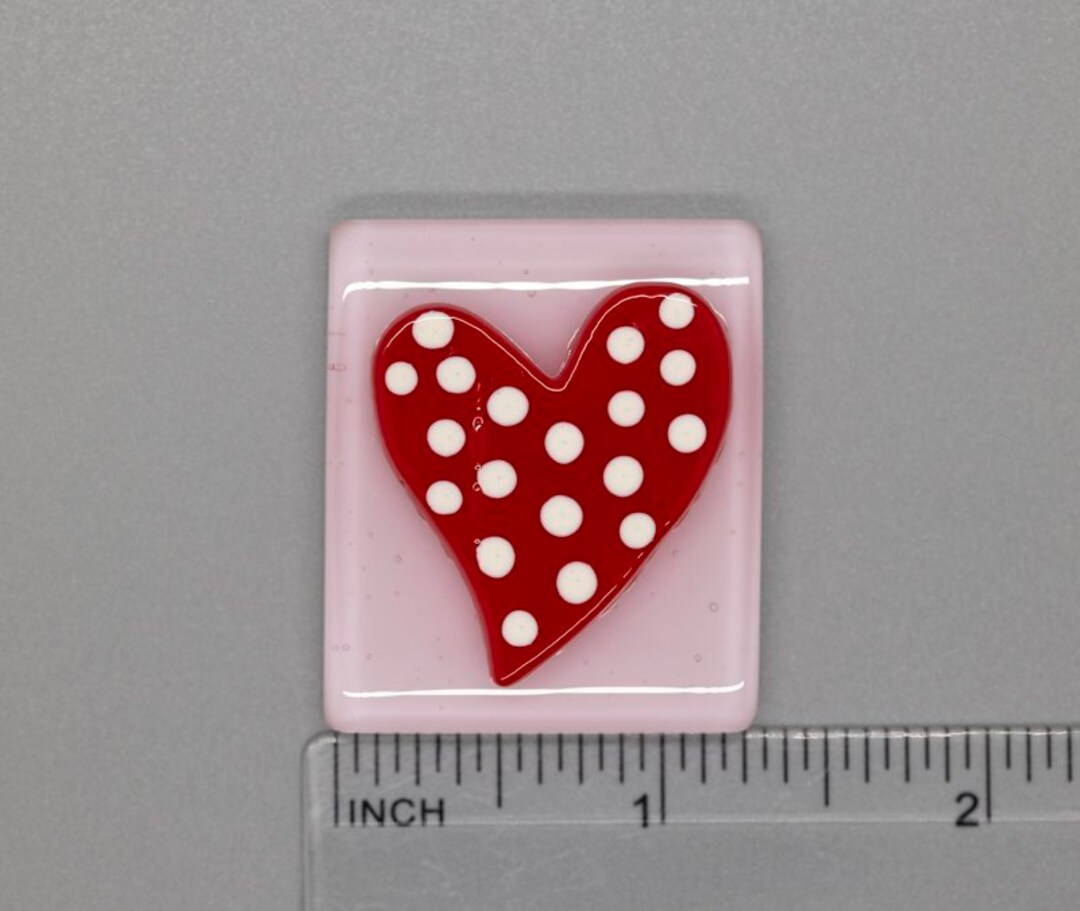 BEAU VERRE ART heart Fused Glass Needle Minder Magnet Valentine's Day ...