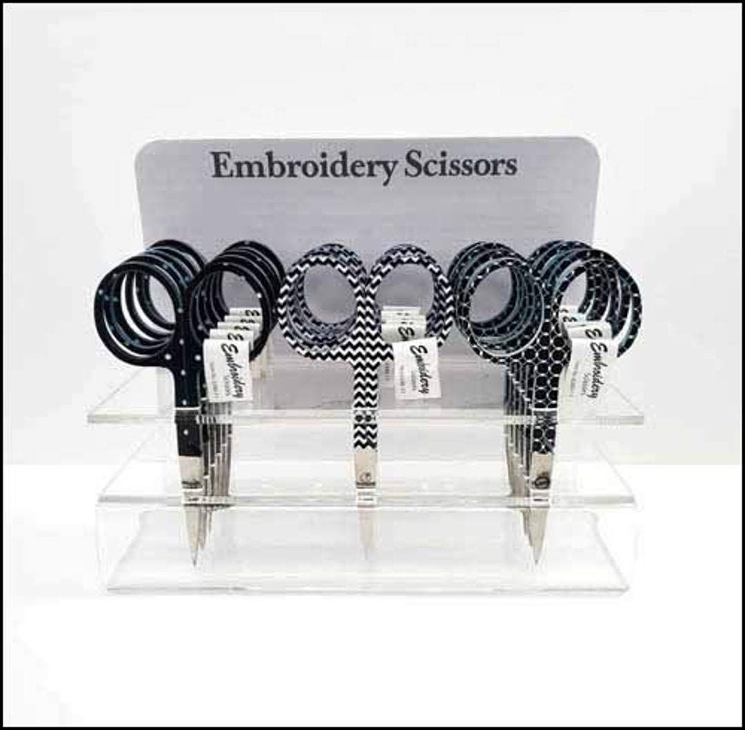 Embroidery Scissors Black & White ~ 3 3/4" ~ Flat Handles, Black With ...