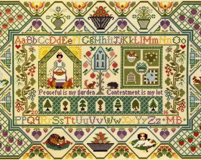 THREADWORK PRIMITIVES october Sampler Counted Cross Stitch Pattern Chart Sampler Primitive ...