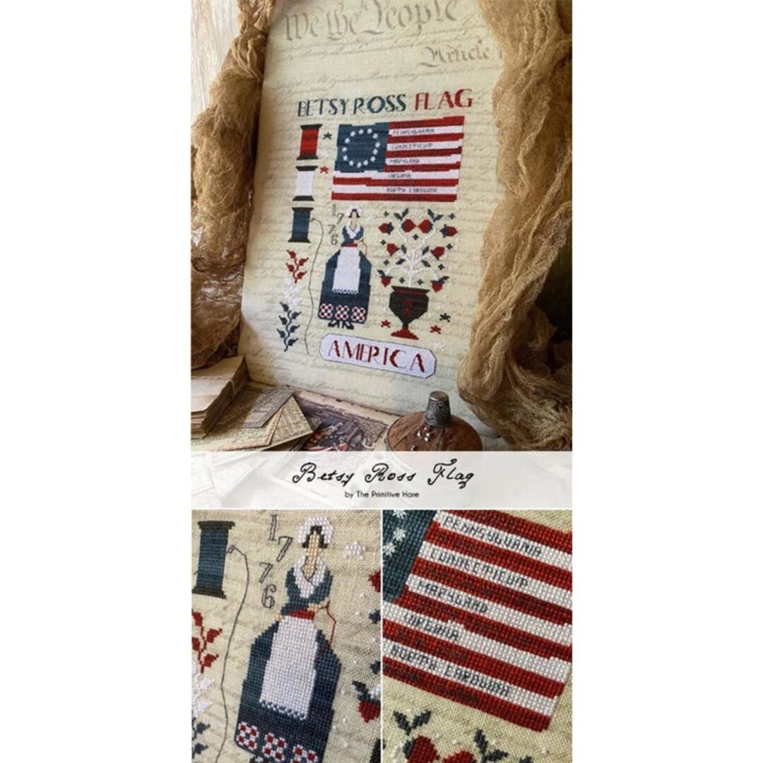 THE PRIMITIVE HARE "betsy Ross Flag" Counted Cross Stitch Pattern ...