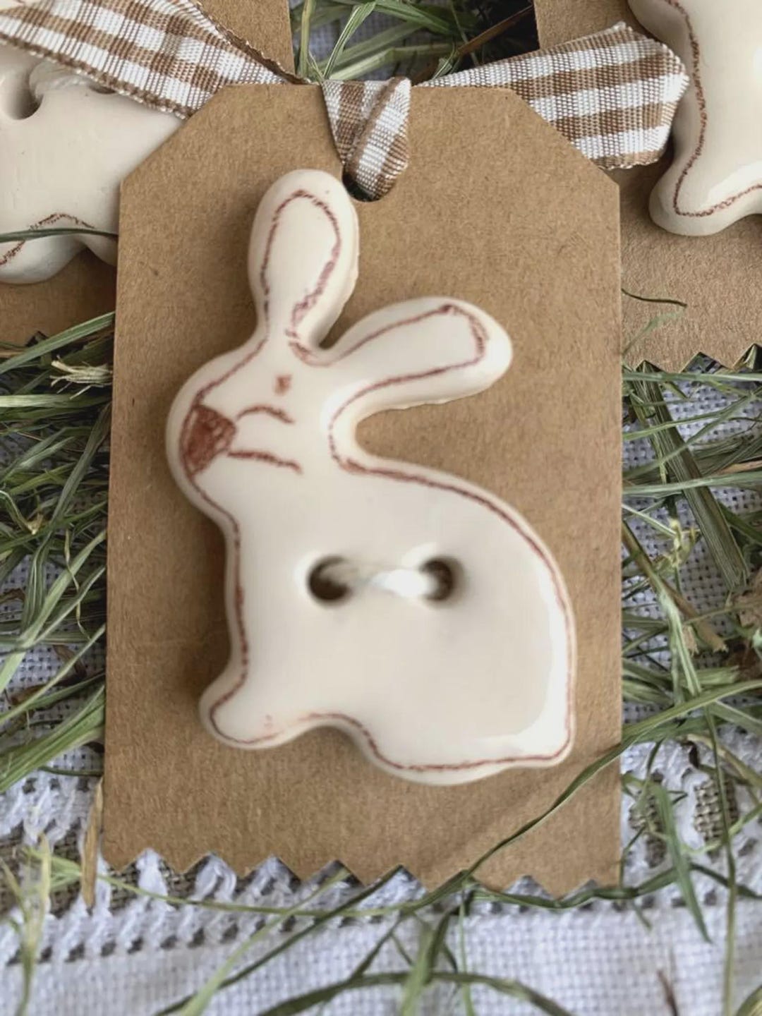 Rovaris ~ Ceramic Creamy White Rabbit Button, Handmade From Samone ...