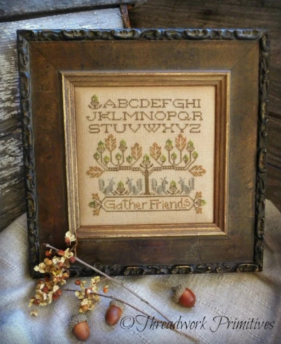 THREADWORK PRIMITIVES gather Friends Counted Cross Stitch Pattern Chart ...