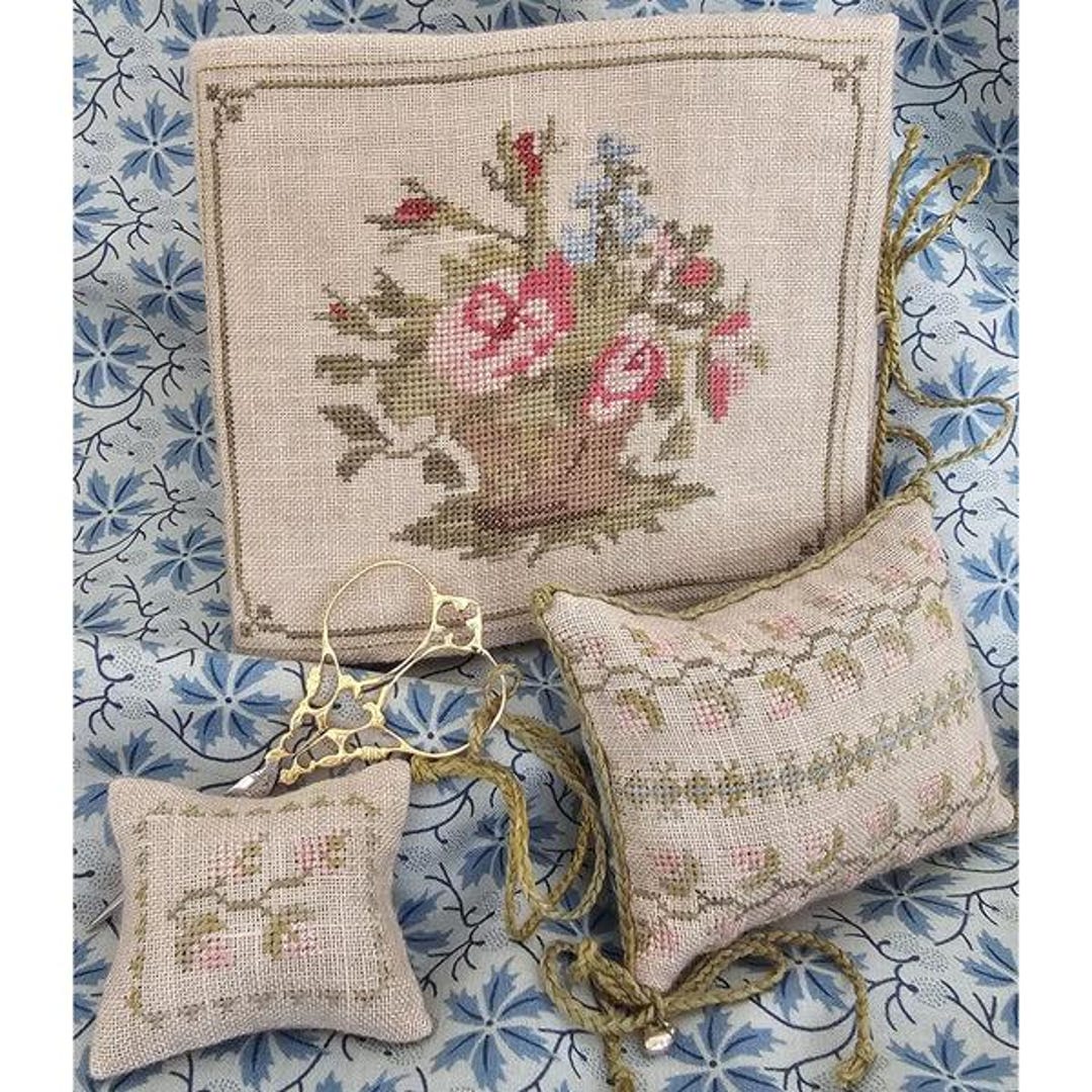 SAMPLERS NOT FORGOTTEN "1830's Rose Basket Needlebook" Counted Cross ...