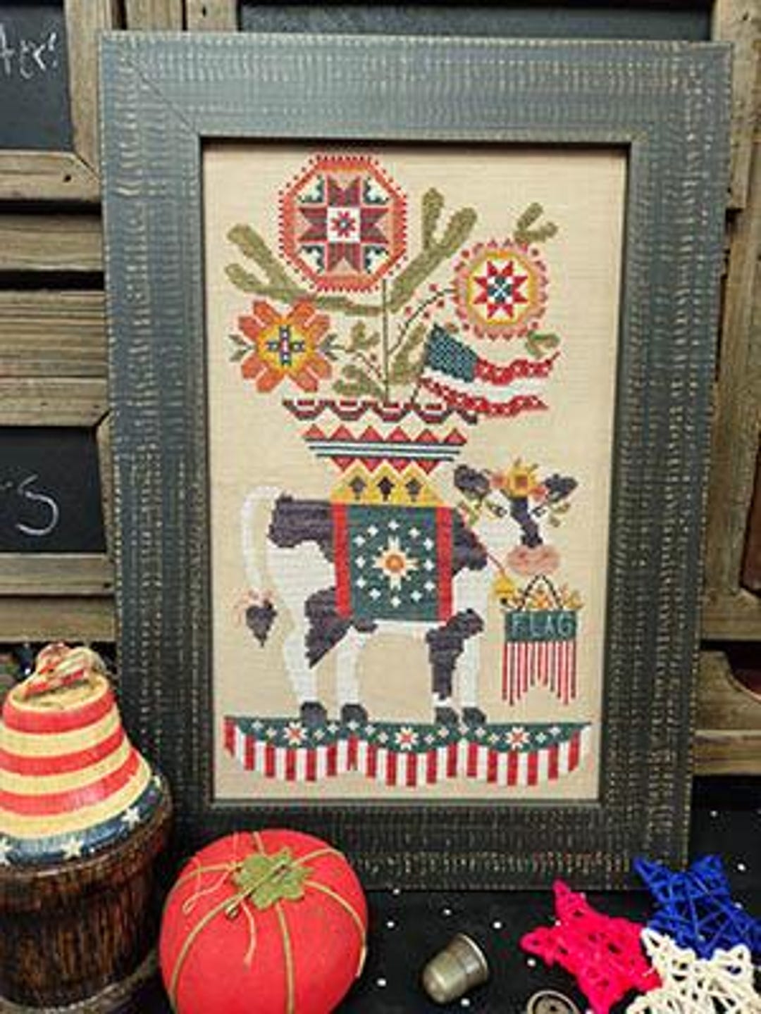 QUAINT ROSE NEEDLEARTS "stars, Stripes, & Moolinda" Counted Cross ...