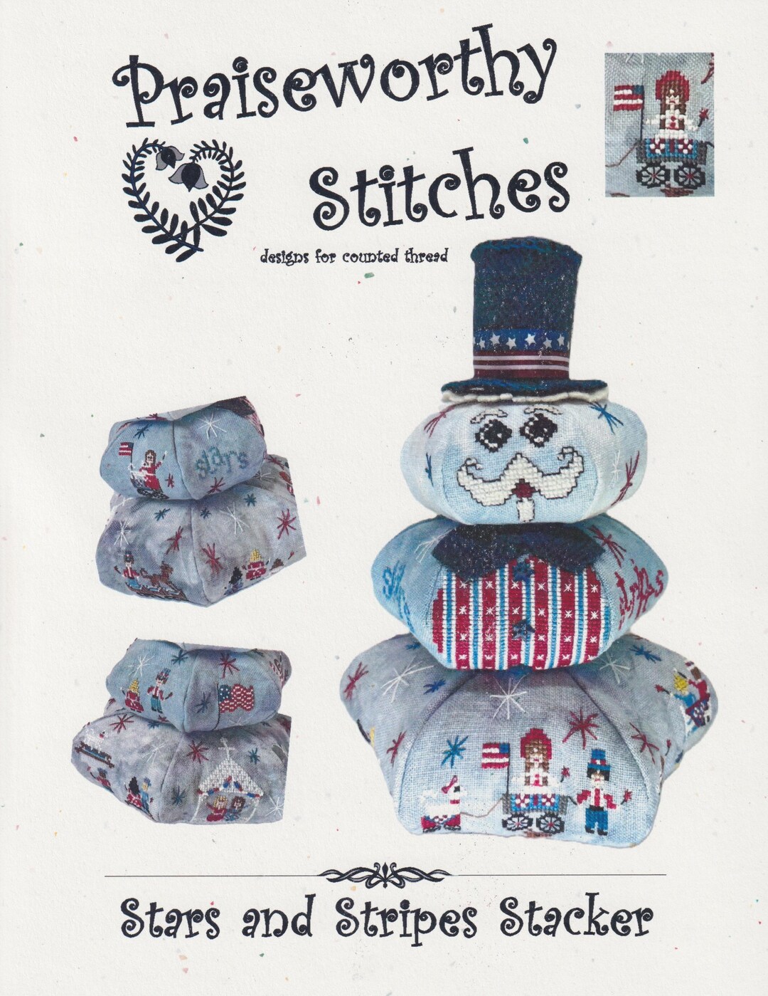 PRAISEWORTHY STITCHES "stars and Stripes Stacker" Counted Cross Stitch ...