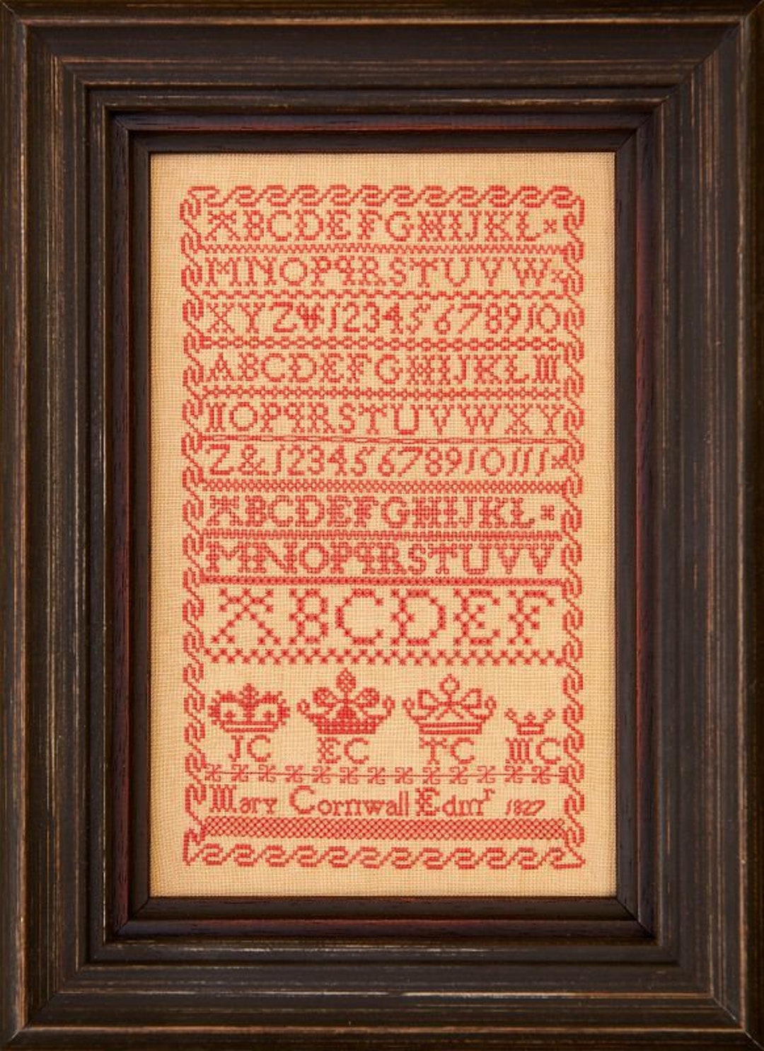 Hands Across the Sea Samplers "mary Cornwall 1827" Counted Cross Stitch ...