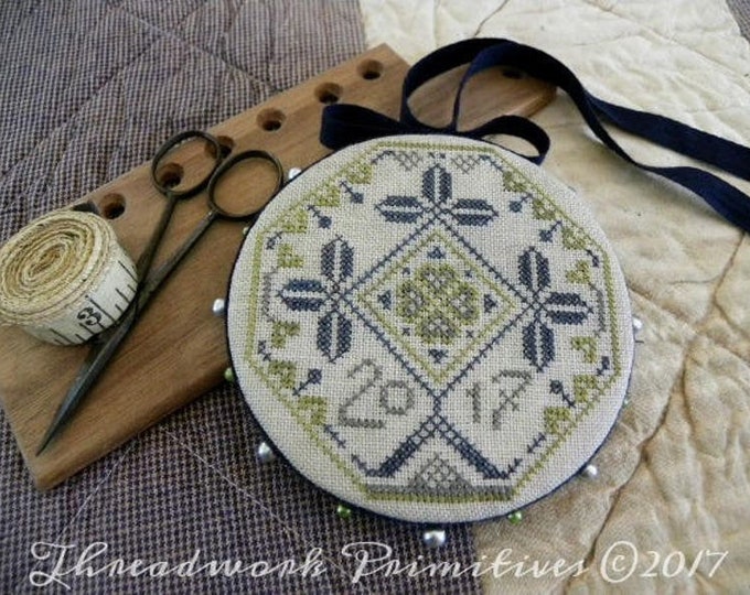 THREADWORK PRIMITIVES quaker Clover Pinwheel Counted Cross Stitch Pattern Chart Primitive ...