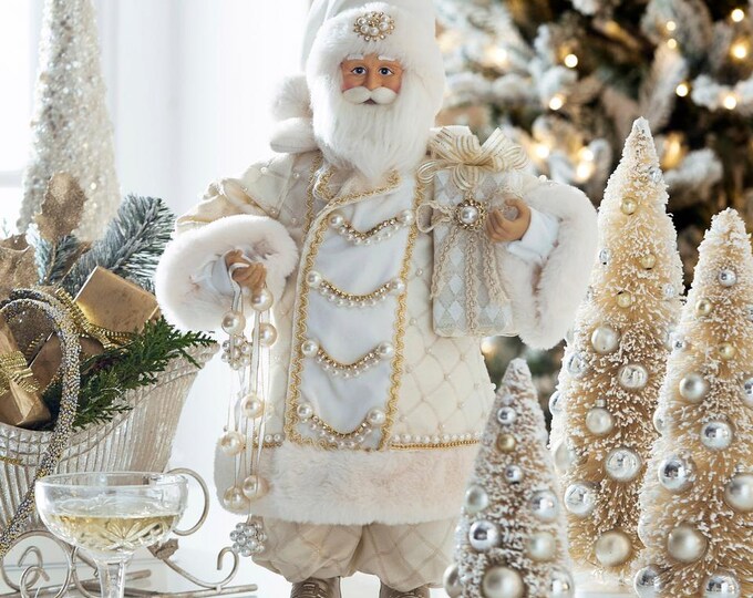 RAZ IMPORTS ~ Raz 18" Pearl and Jewel Champagne Santa Christmas Figure ...