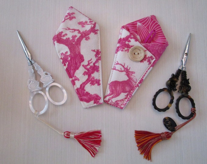 SCISSOR CASE • Sajou French Fabric Sheath - Holds 4" Embroidery ...
