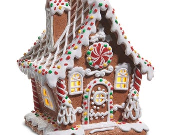 RAZ IMPORTS ~ 13" Lighted Holiday Gingerbread House With Trees 4116426 ...