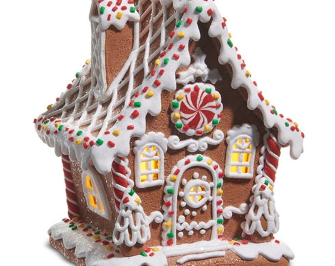 RAZ IMPORTS ~ 13" Lighted Holiday Gingerbread House With Trees 4116426 ...