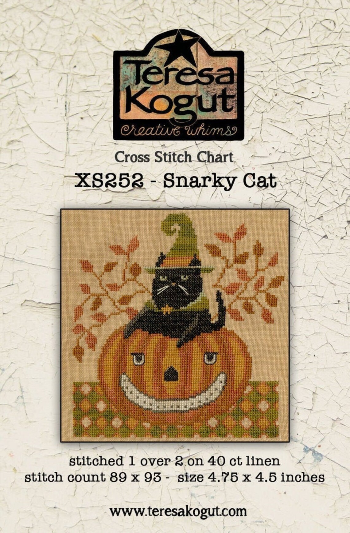 TERESA KOGUT "snarky Cat" • Cross Stitch Pattern • Black Cat, Jack-o ...