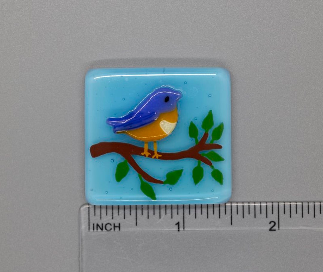 BEAU VERRE ART "blue Bird Fused Glass Needle Minder" • Fused Glass ...
