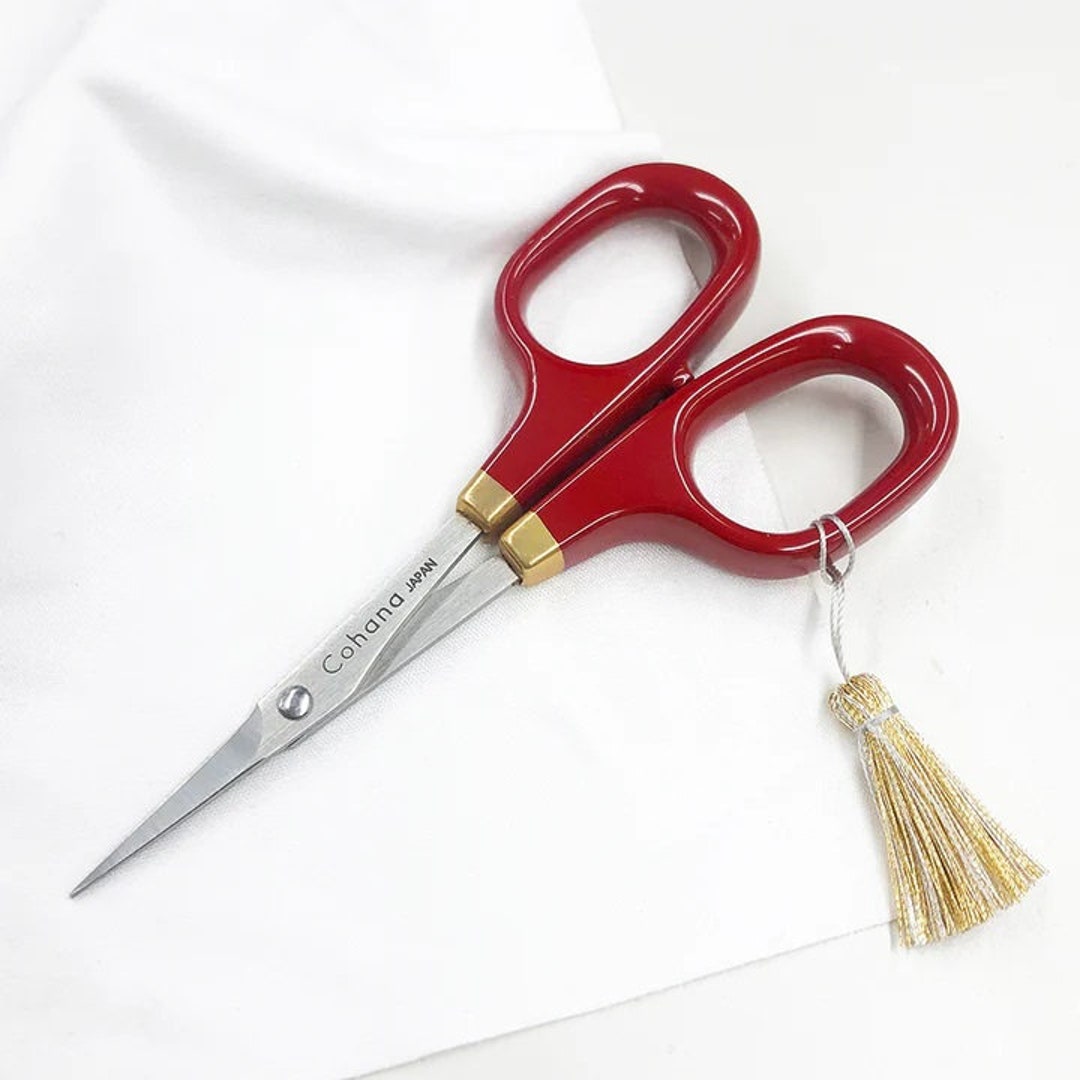 COHANA fine Scissors With Red Lacquered Handles Golden Tassel, 4 ...