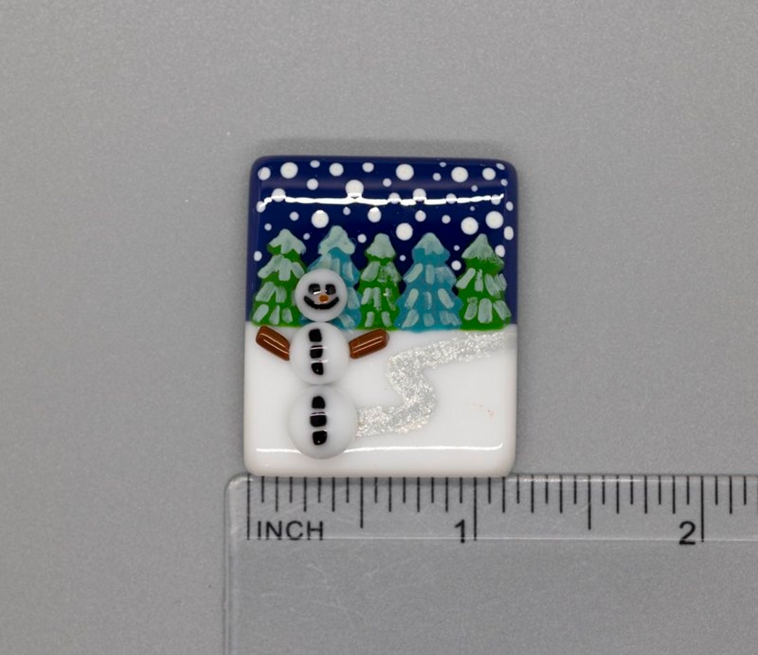 BEAU VERRE ART "snowman Fused Glass Needle Minder" • Magnet ...